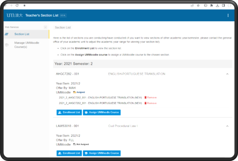 Revamped Section List for Academic Staff | ICTO Newsletter